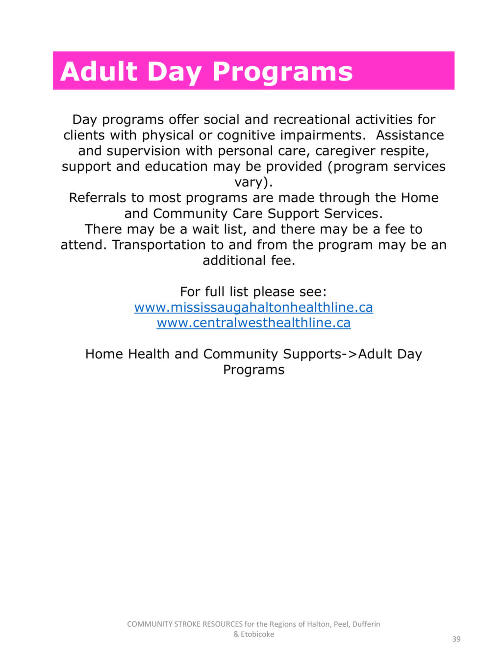 Community Resource Book | WestGTAStrokeNetwork